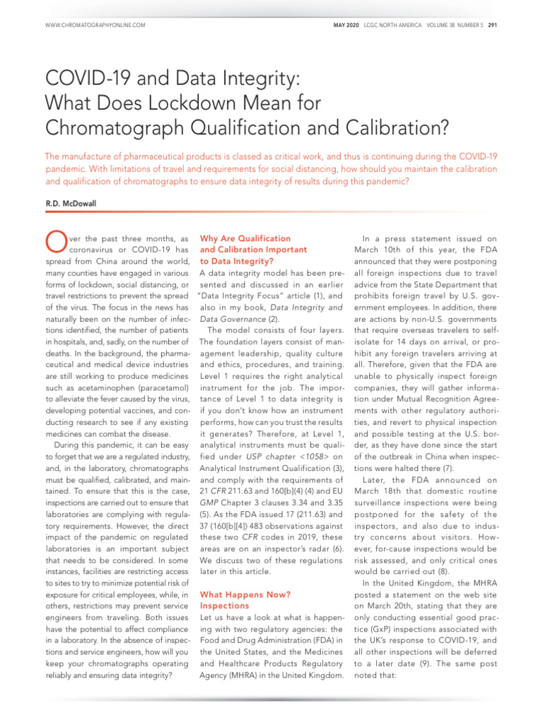 What Does Lockdown Mean For Chromatograph Qualification and Calibration ...