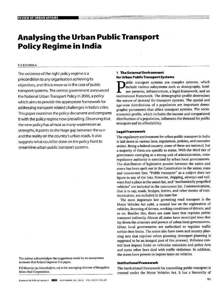 Public Policy & Public Transport | PDF