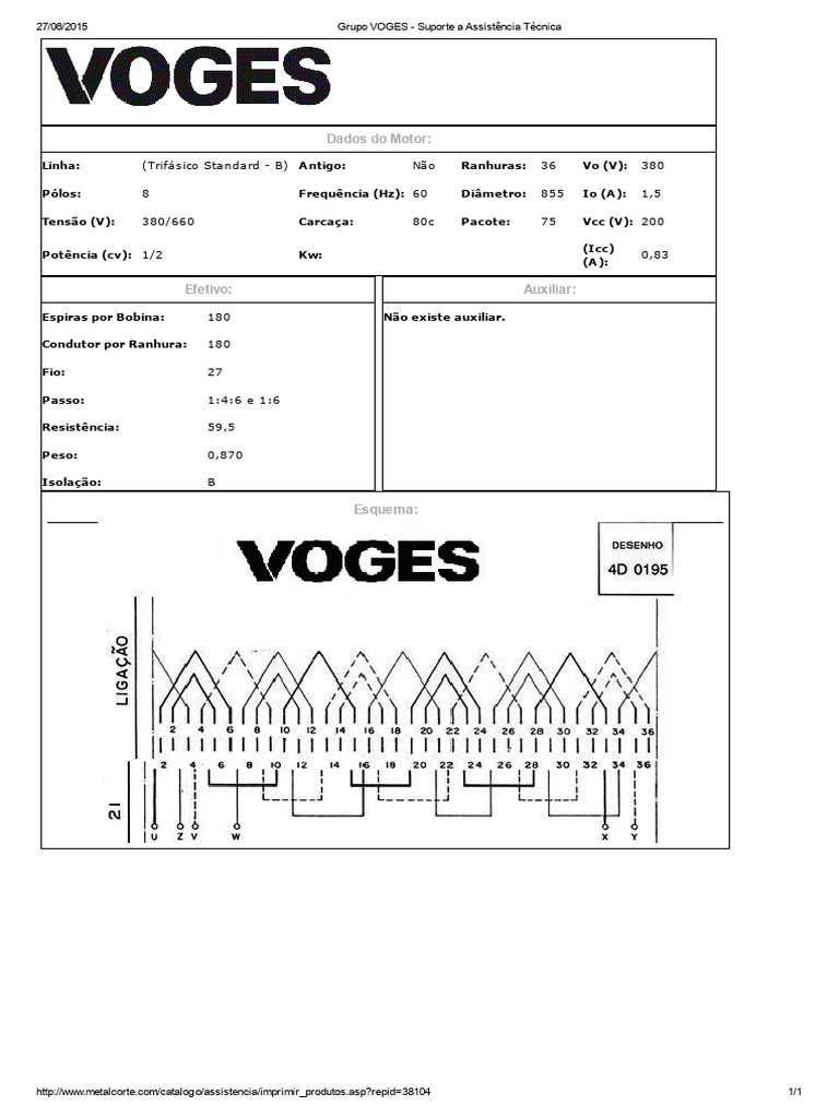 Voges Trifasico Std b 1 2cv-c80c- 220-380 8p | PDF