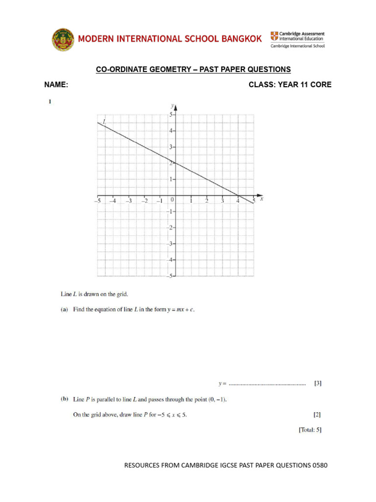 Co-Ordinate Geometry - Past Paper Questions | PDF