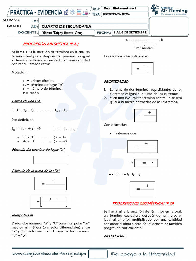 PROGRESIONES TEORIA | PDF | Secuencia | Teoría de los números