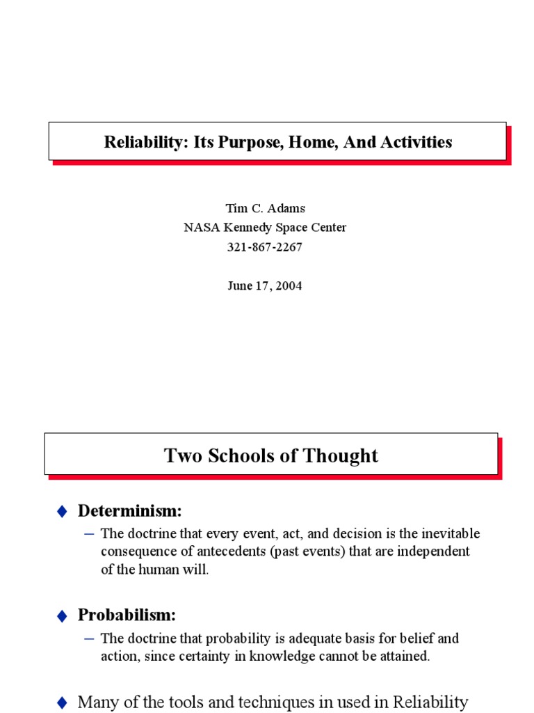 NASA: ReliabilityPurpose | PDF | Reliability Engineering | Systems Science