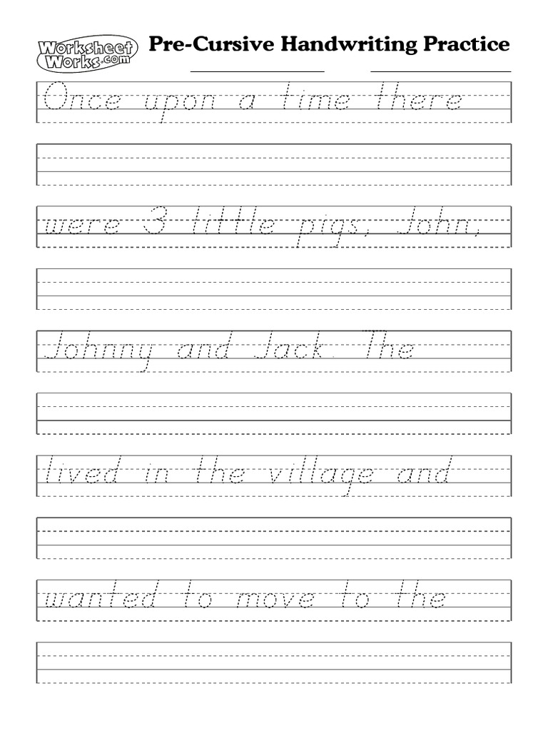 WorksheetWorks PreCursive Handwriting Practice 1 | PDF