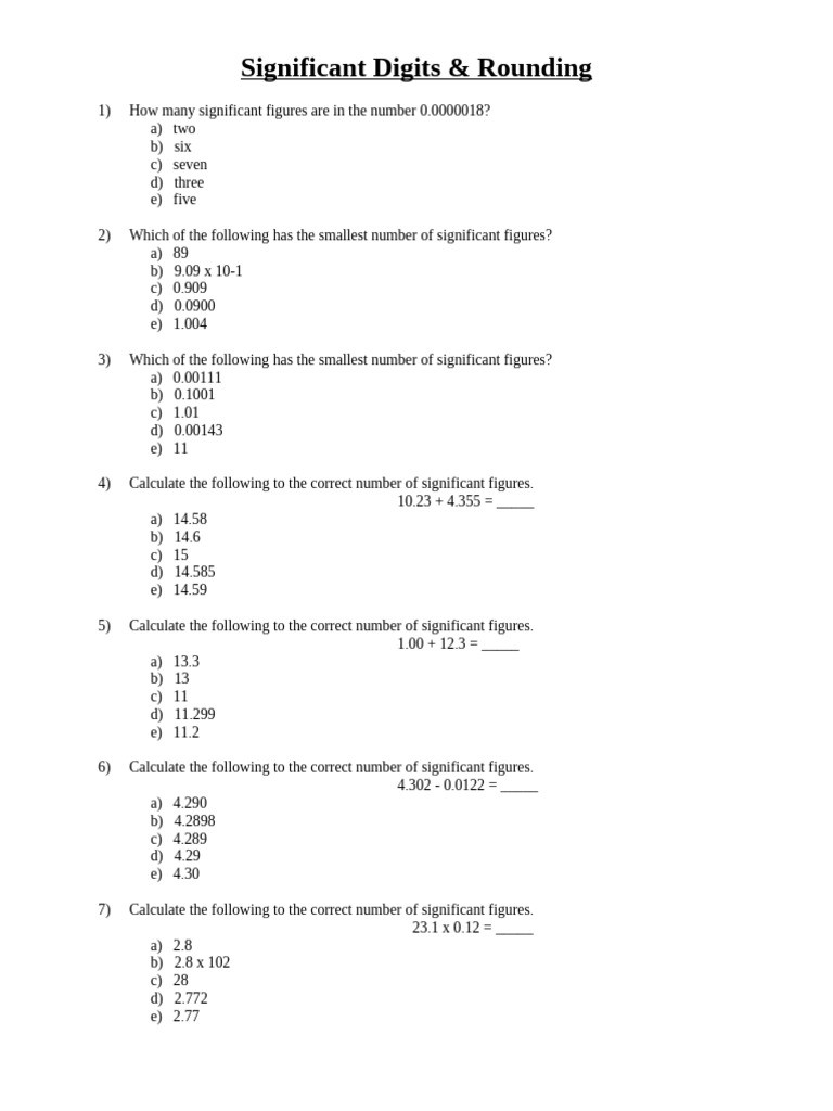 Significant Figures and Rounding Guide | PDF | Mathematics | Arithmetic