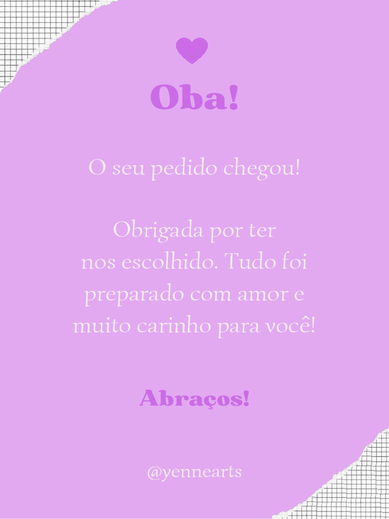 Cartaz Seu Pedido Chegou Agradecimento Clientes Roxo e Azul_20251202 ...