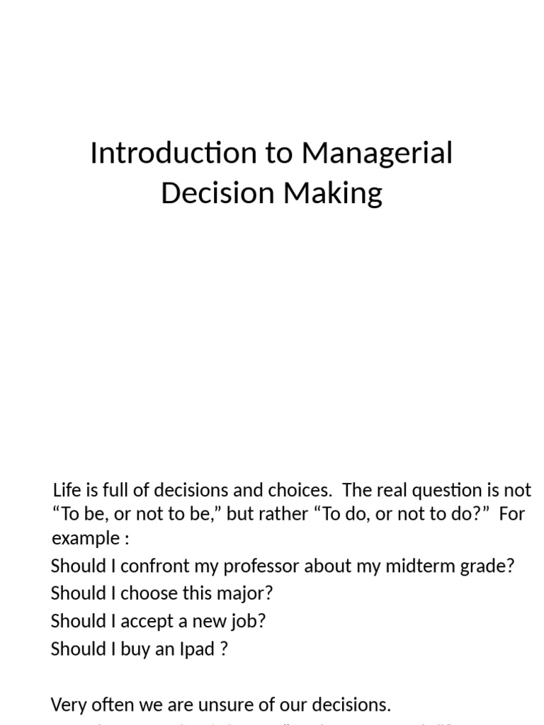 Managerial Decision Making Insights | PDF | Decision Making | Insight