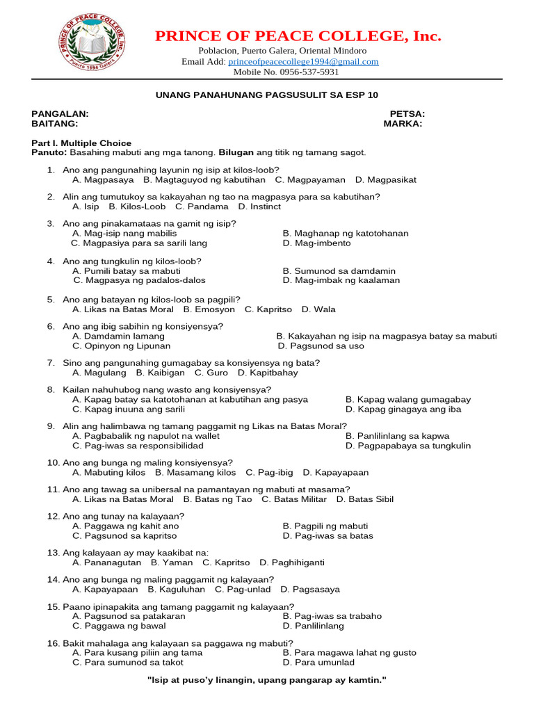 1st-Quarter Exam-Basic | PDF