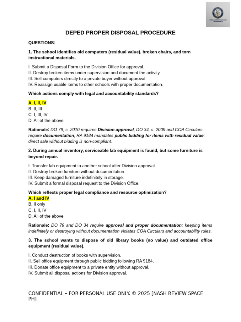 DEPED PROPER DISPOSAL PROCEDURE | PDF | Regulatory Compliance