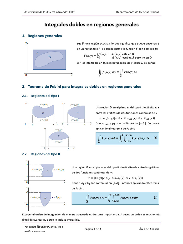 Clase 15-16. Integrales dobles en regiones generales_a (2) | PDF | Integral | Relaciones matematicas