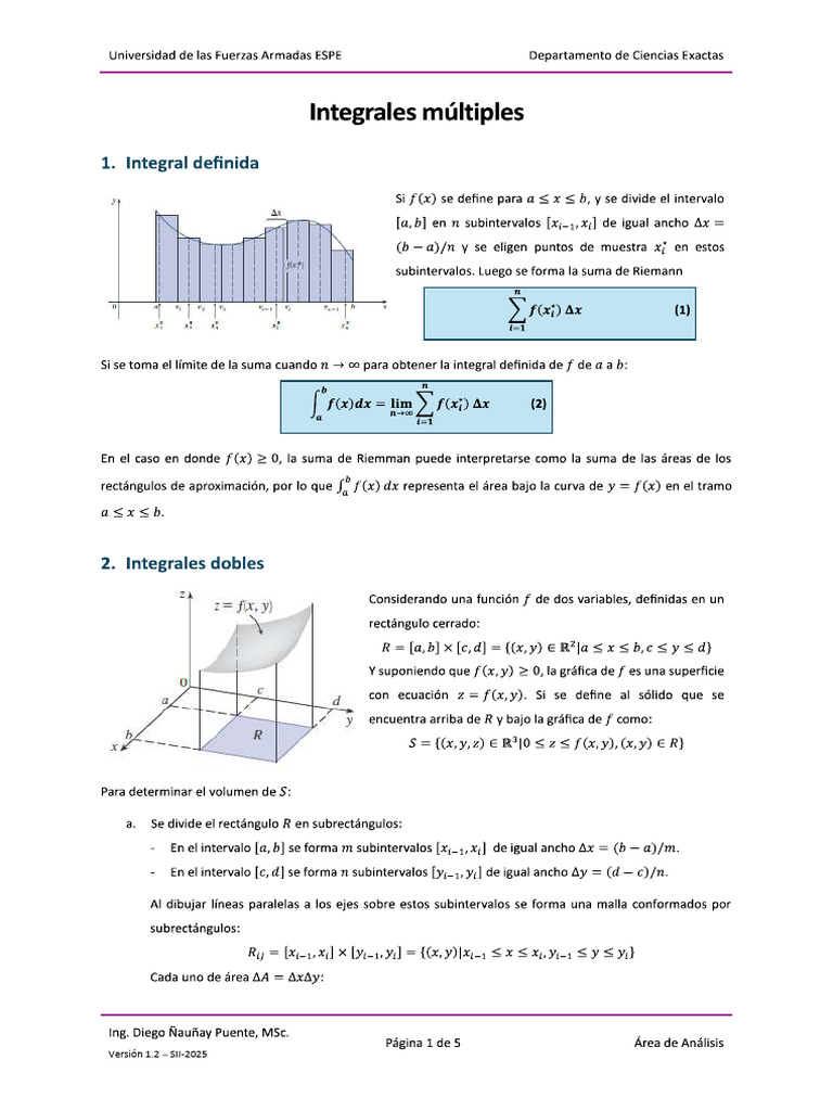 Clase 14. Integrales Múltpples e Iteradas | PDF