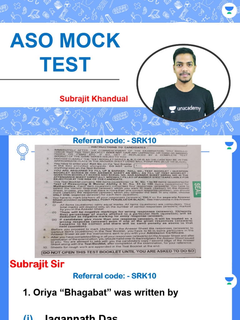 GK ASO MOCK TEST 4 | PDF | Odds
