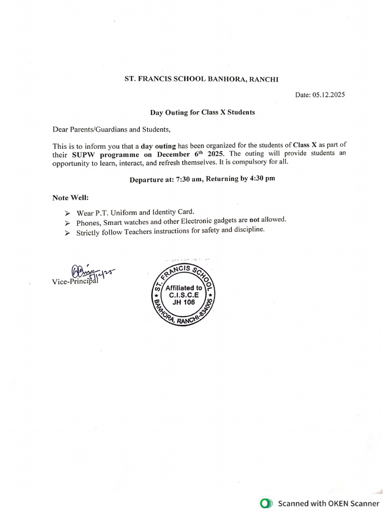 Notice For Class X | PDF