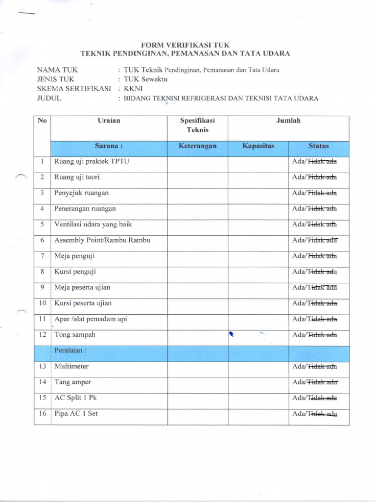 D. Form Verifikasi TUK | PDF