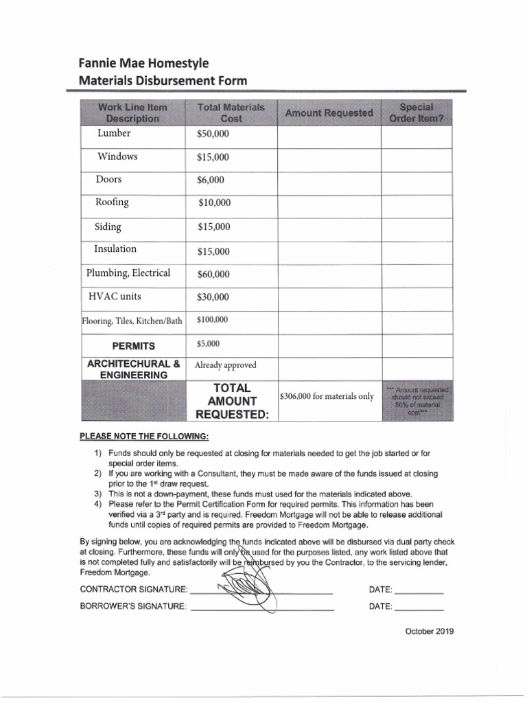 Materials Disbursement Form | PDF
