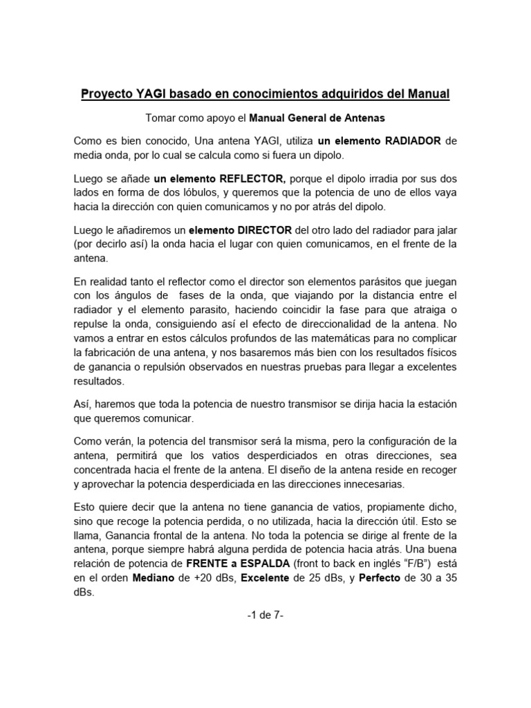 2-ANTENAS YAGI (2.1) | PDF | Antena (Radio) | Radiación electromagnética