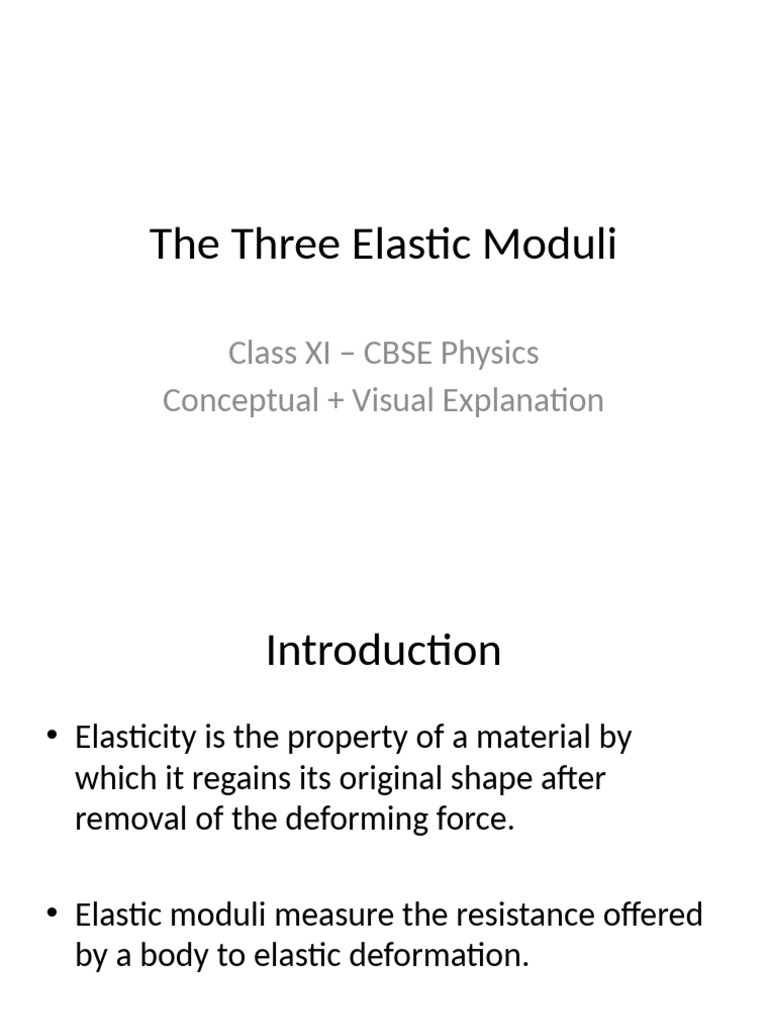 Three Elastic Moduli Class 11 CBSE (1) (1) | PDF