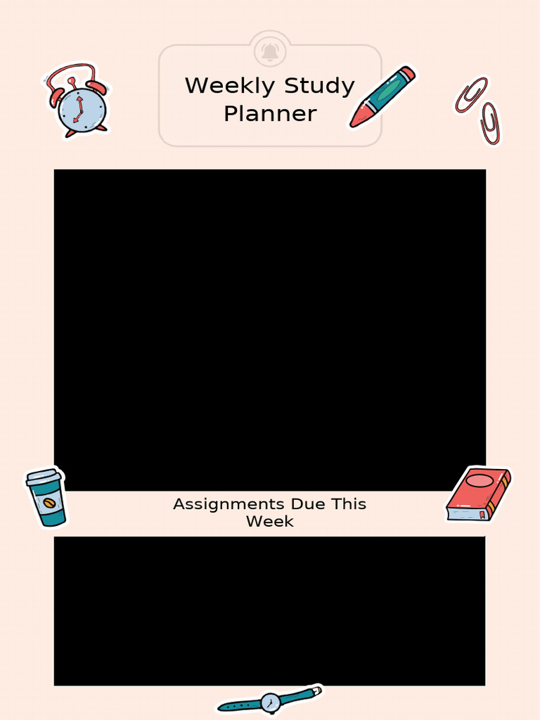 Pink Retro Weekly Study Planner A4 Document | PDF