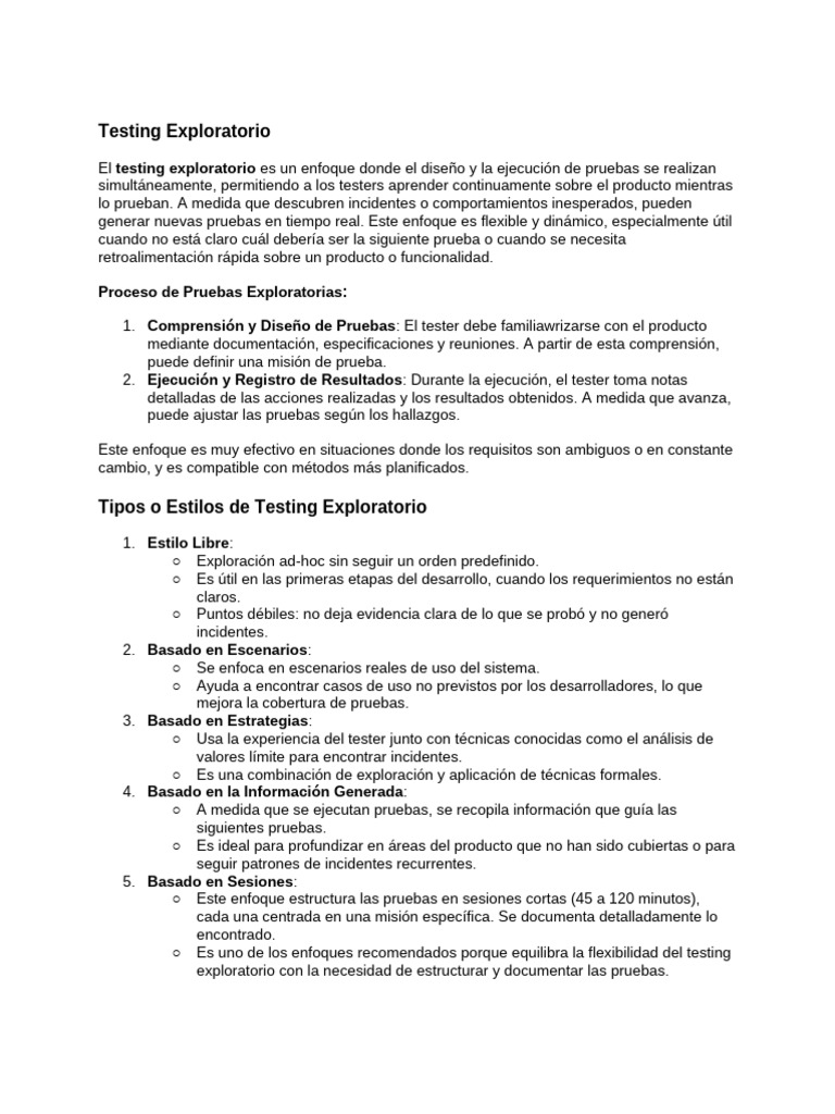 Guía de Testing Exploratorio Efectivo | PDF | Pruebas de software