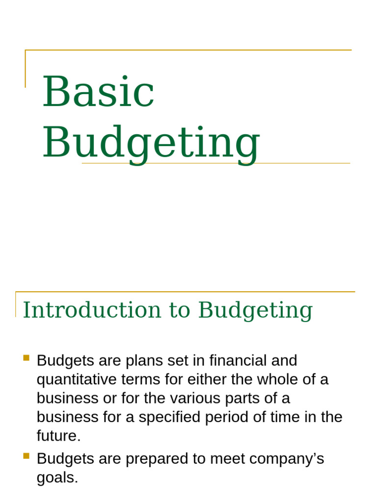 Basic Budgeting | PDF