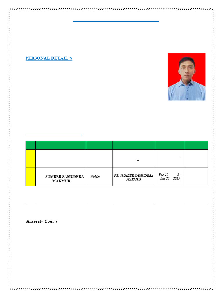CV Bona Boy Harianja Helper Fitter - 250625 - 175611 | PDF