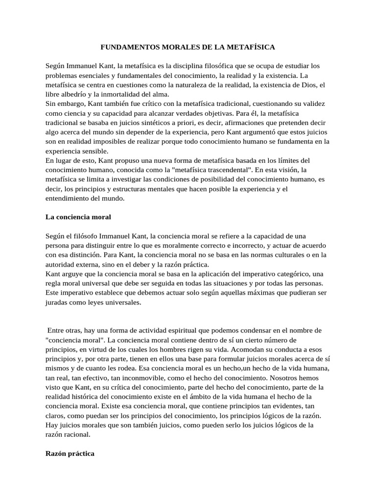 Documento Sin Título (3) | PDF | Immanuel Kant | Metafísica