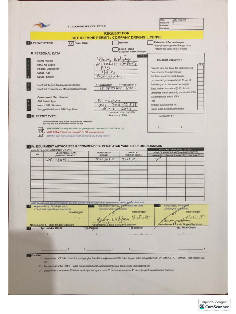 Form Simper Request Henry | PDF