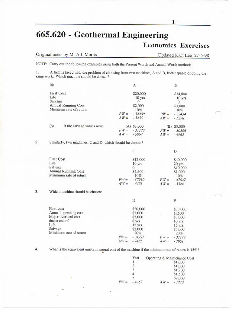 Economics Evaluation of Alternative Geothermal Power Projects | PDF