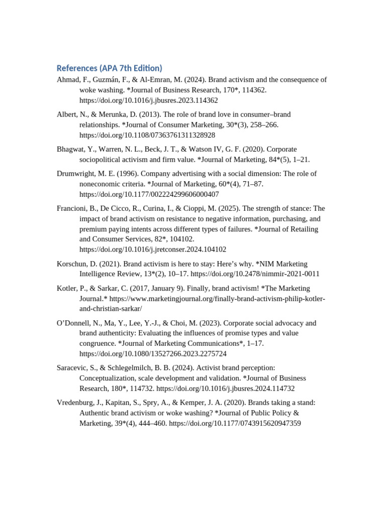 APA 7th Edition References List | PDF