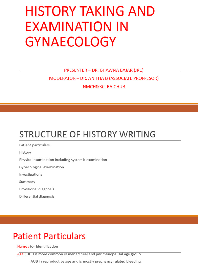 History Taking and Examination in Gynecology e | PDF | Menstruation ...
