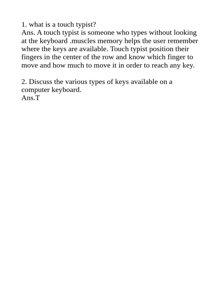 Understanding Touch Typing Basics | PDF