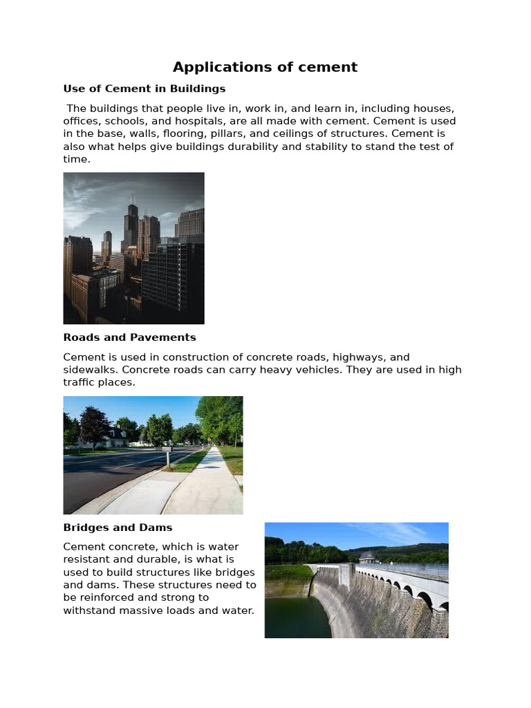Applications of Cement | PDF