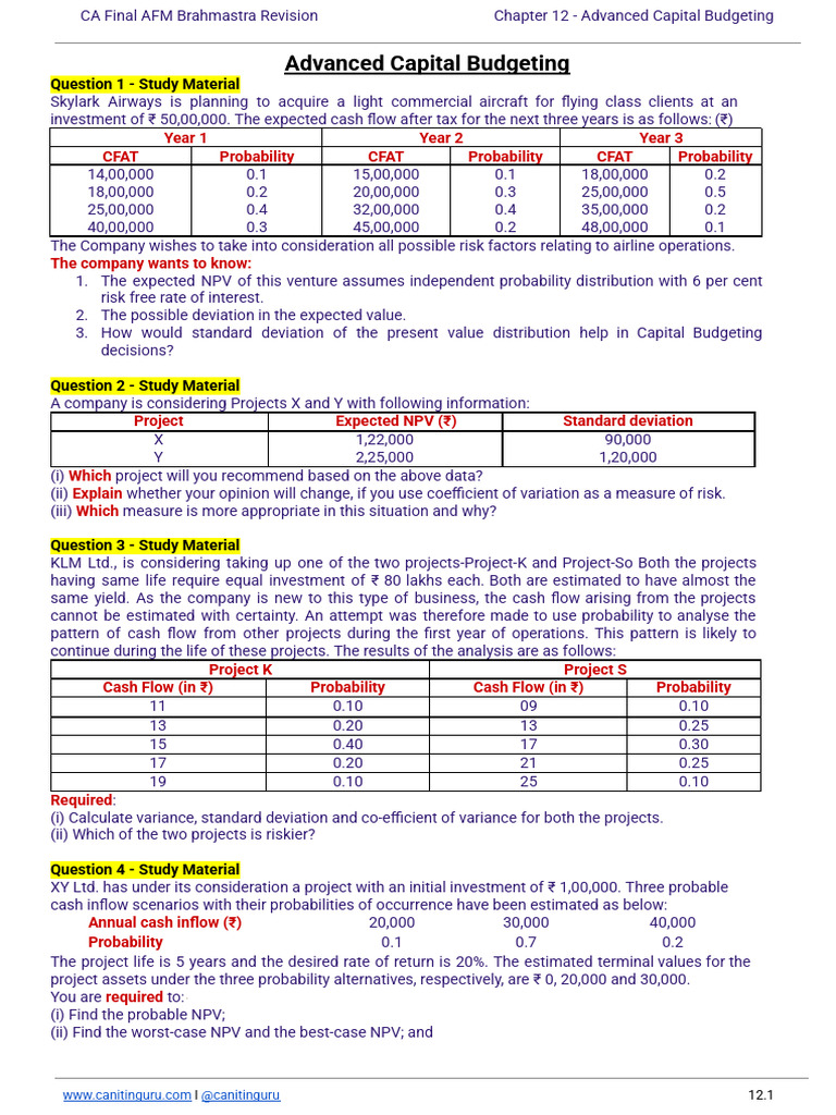 Advanced Capital Budgeting Strategies | PDF | Net Present Value ...