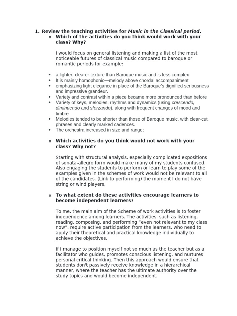 Updated-Review The Teaching Activities For | PDF | Classical Period ...