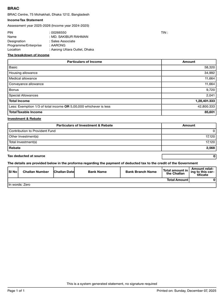 Income Tax Statement - 2024 - 266550 - 07 12 2025 | PDF | Tax Refund ...