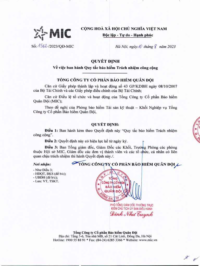 1512 - 2023 - QD.MIC - 20230810085021 Trách nhiệm công cộng | PDF