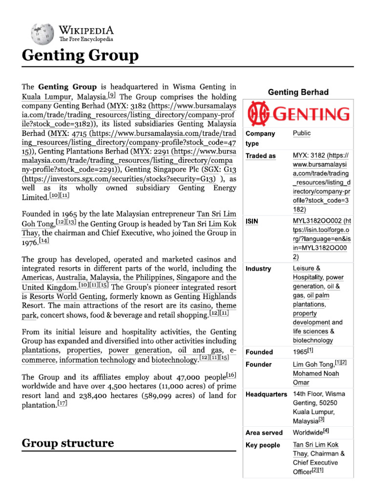 FOE - Genting Group | PDF
