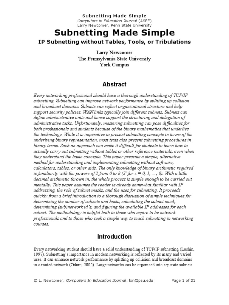 Subnetting Made Simple | PDF | Ip Address | Network Interface Controller