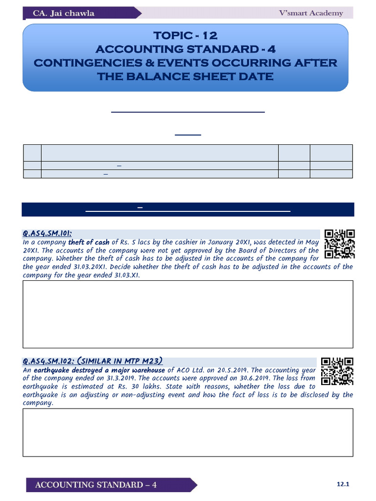 ICAI Accounting Standard 4 Questions | PDF | Going Concern | Balance Sheet
