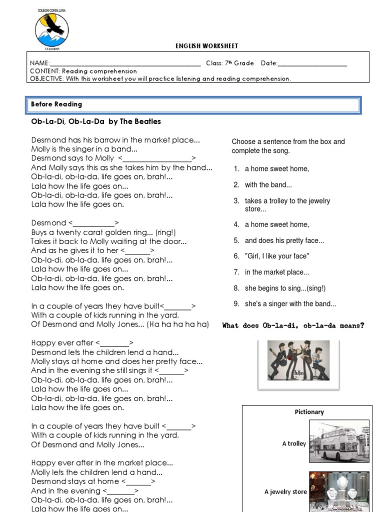 Beatles Worksheet for 7th Grade | PDF | Leisure | Entertainment (General)