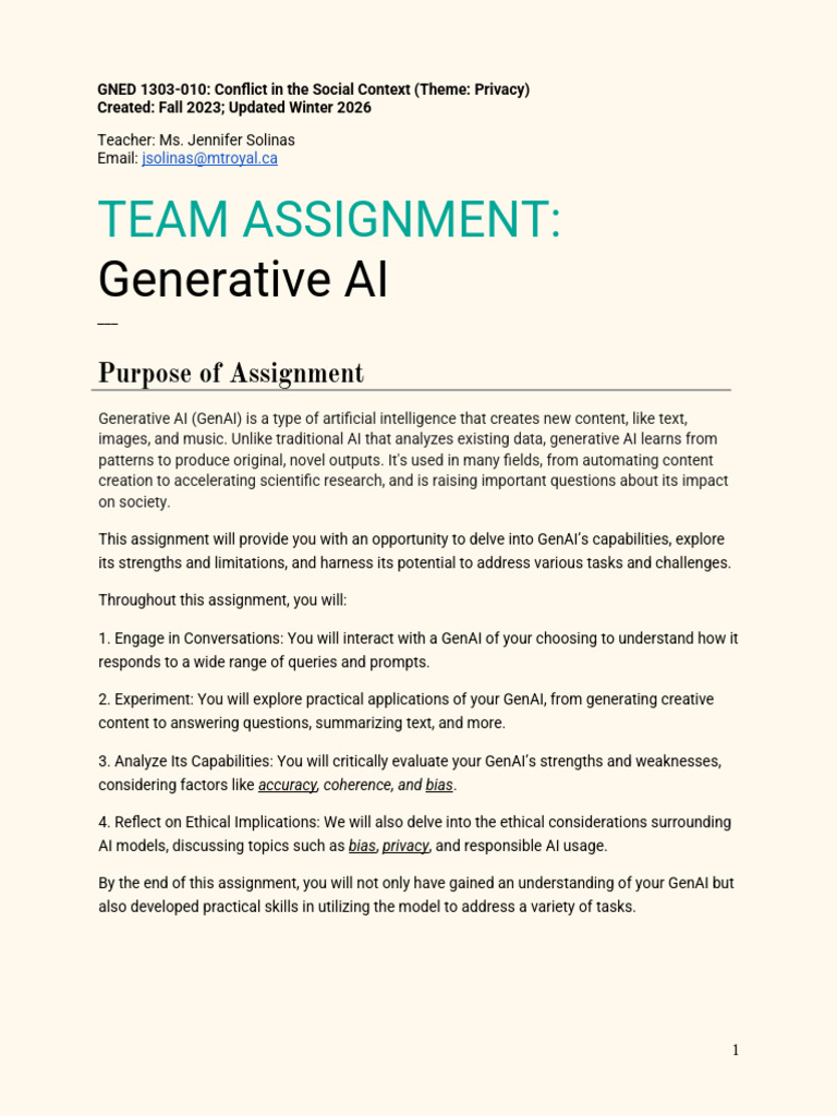 Generative AI Team Project Instructions | PDF | Artificial Intelligence ...