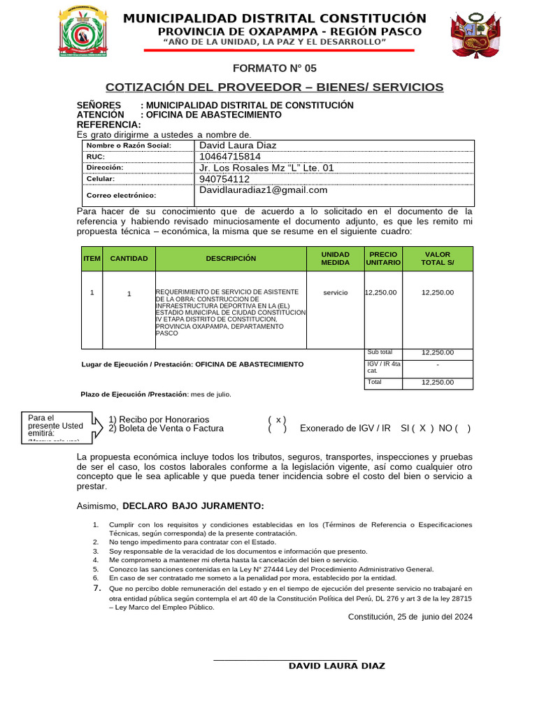 Formato 5 Cotz. David | PDF