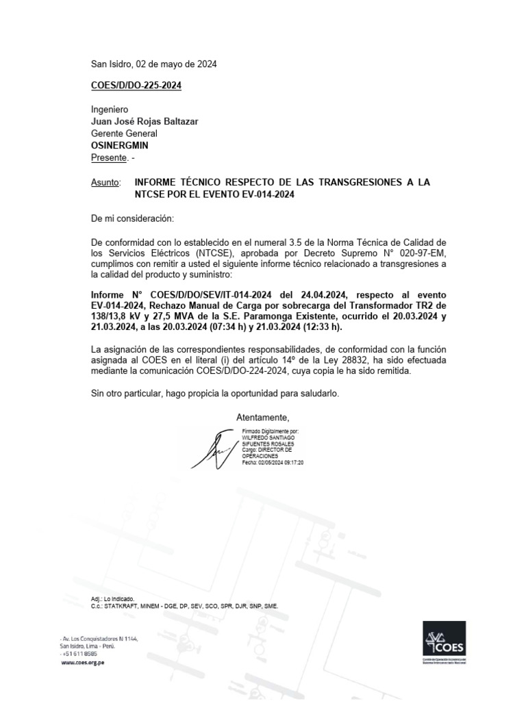 Informe sobre Transgresiones NTCSE 2024 | PDF