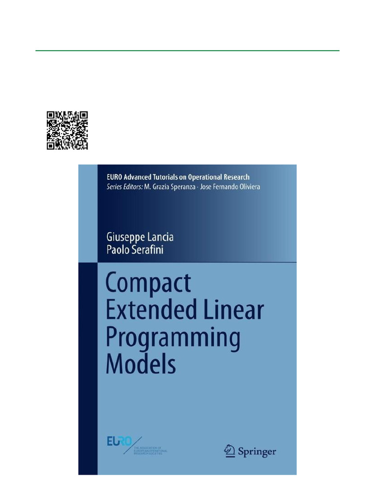 Compact Extended Linear Programming Models ISBN 9783319639758 ...