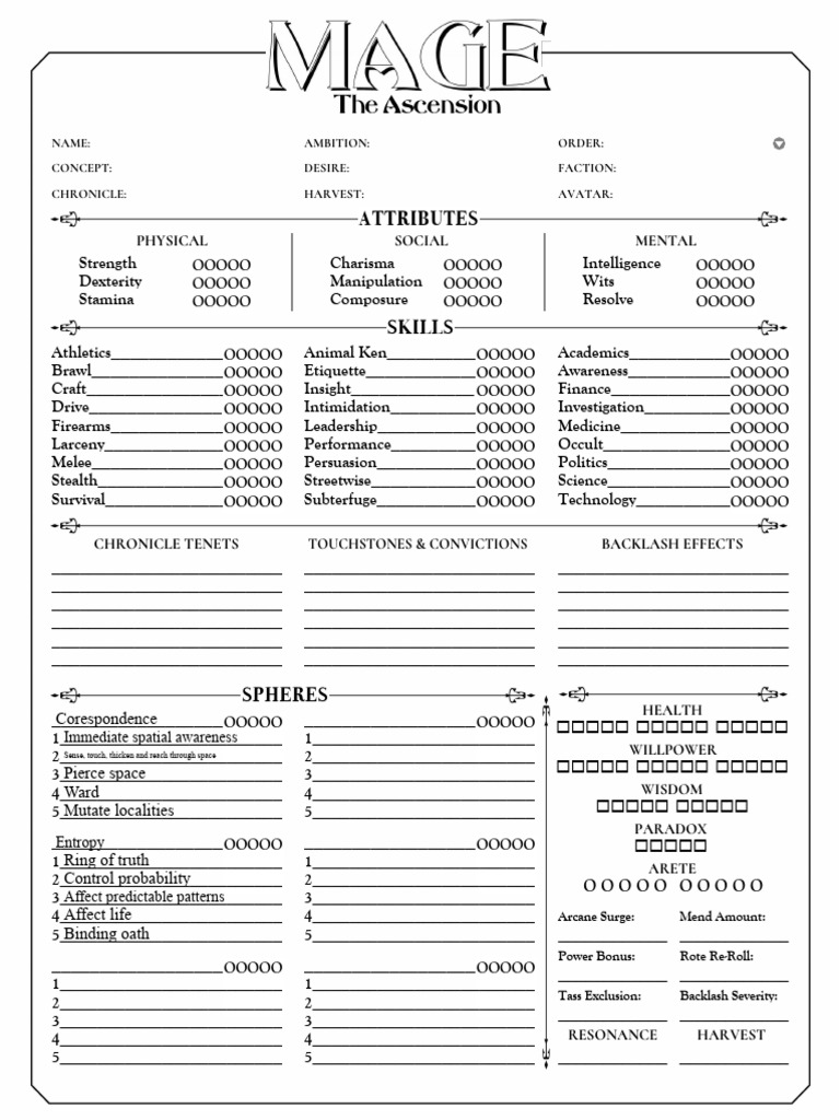 Mage 5thedition Minimalist 2-Page Interactive | PDF