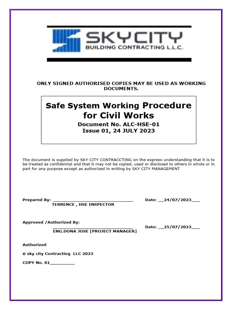 Safe Civil Works Procedure Guide | PDF | Concrete | Paint