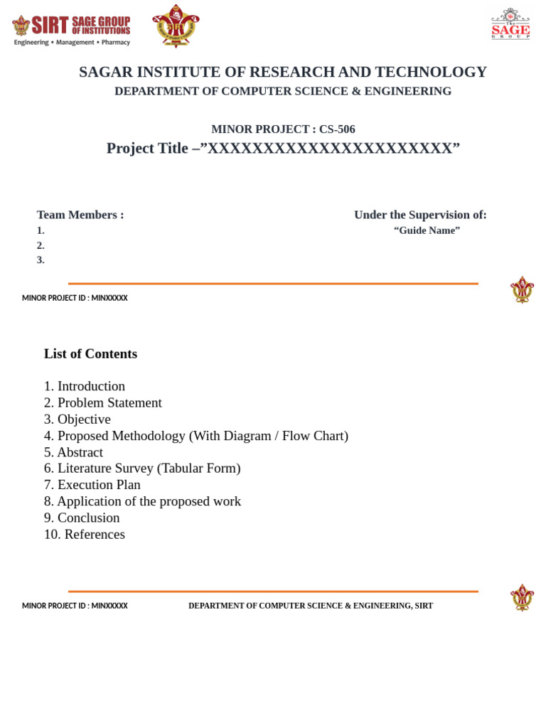Minor Project Guidelines for CSE Students | PDF