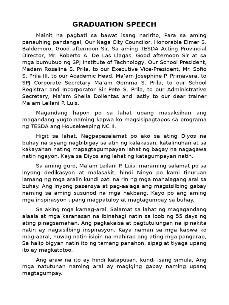 Graduation Speech | PDF