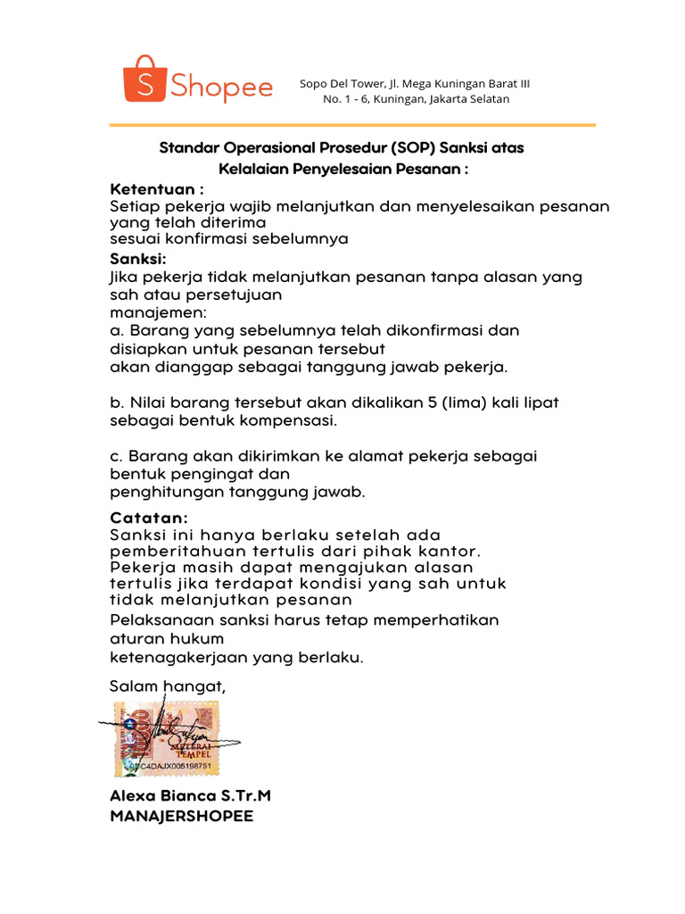 SOP Shopee | PDF