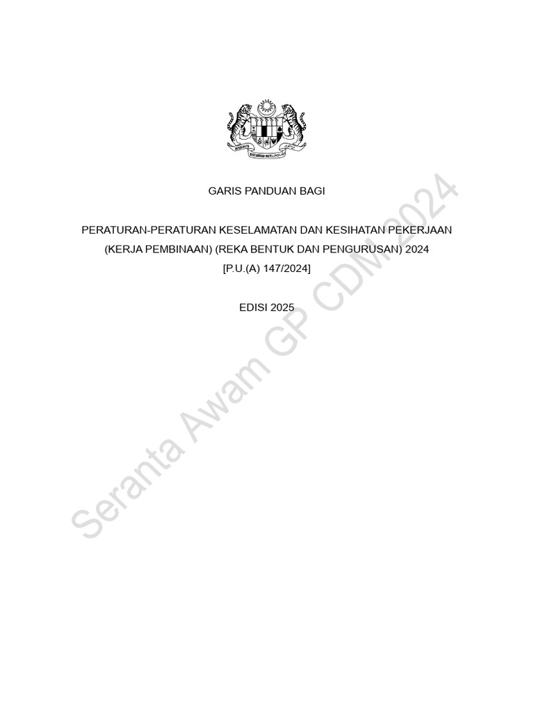 Garis Panduan Bagi Cdm Regulations 2024 [Marked] | PDF