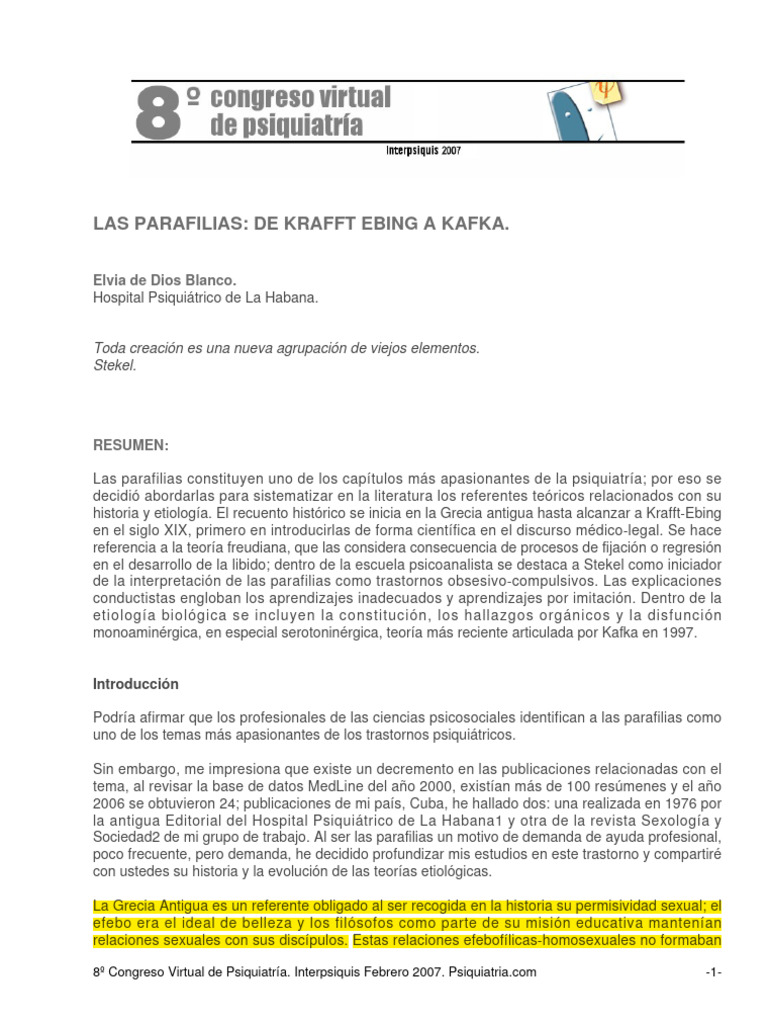 Parafilias, de Krafft-Ebing A Kafka, E.D.blanco | PDF | Inhibidor ...